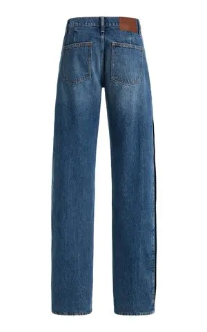 Brandon Maxwell The Lana Pleated Denim Wide-leg Jeans