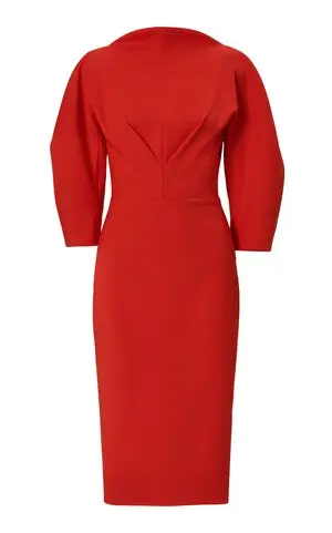 Carolina Herrera Bi-stretch Wool Tailored Sheath Dress - Red