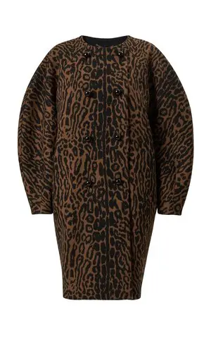 Carolina Herrera Leopard Jacquard Cocoon Coat - Print