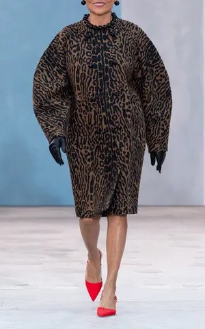 Carolina Herrera Leopard Jacquard Cocoon Coat