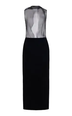 Brandon Maxwell Delphine Sheer Organza Maxi Dress - Black