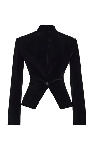 Brandon Maxwell Alora Single-breasted Bonded Velvet Jacket - Black