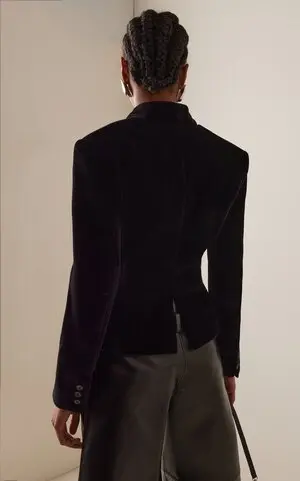 Brandon Maxwell Alora Single-breasted Bonded Velvet Jacket