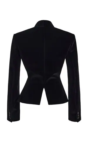 Brandon Maxwell Alora Single-breasted Bonded Velvet Jacket