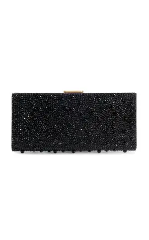 Carolina Herrera Pats Crystal Satin Clutch - Black