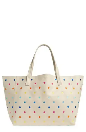 Kurt Geiger Violet Polka Dot Leather Tote - Natural