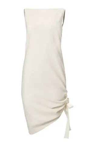 Carolina Herrera Tie-detailed Bi-stretch Wool Tailored Dress - Ivory
