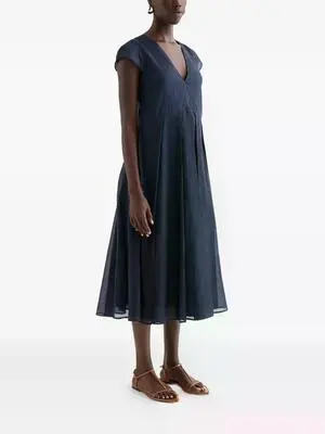 JIL SANDER Pleated-skirt Cotton Dress - Blue