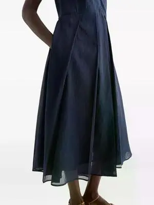 JIL SANDER Pleated-skirt Cotton Dress - Blue