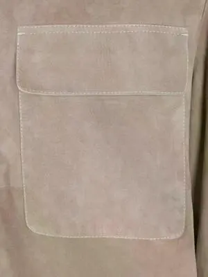 Agnona Patch-pockets Shirt Leather Jacket - Neutrals