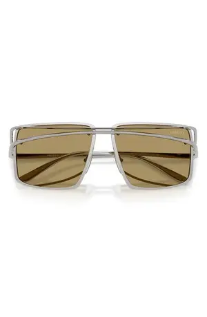 Prada 58mm Irregular Sunglasses - Silver Vintage/green Olive