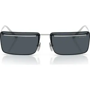 Prada 60mm Rectangular Sunglasses Silver/dark Grey