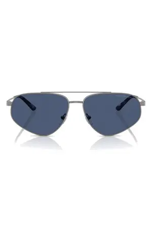 Emporio Armani 59mm Square Sunglasses - Matte Gunmetal/dark Blue