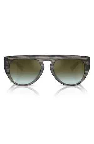 SCUDERIA FERRARI 56mm Pilot Sunglasses - Striped Grey/green Mirror