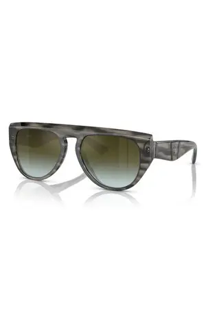 SCUDERIA FERRARI 56mm Pilot Sunglasses - Striped Grey/green Mirror