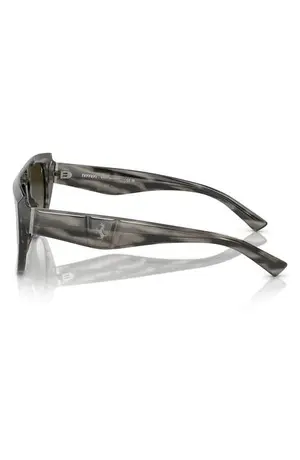 SCUDERIA FERRARI 56mm Pilot Sunglasses - Striped Grey/green Mirror