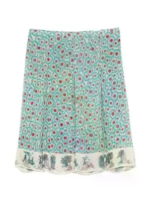 Hermès 2000s Printed Silk Mini Skirt - Blue