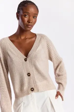 BRODIE CASHMERE Natalie Deep V Cashmere Cardigan