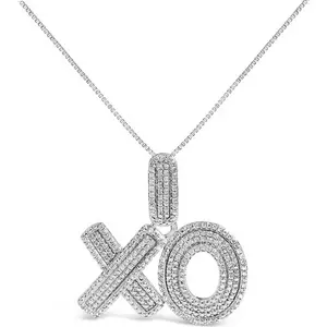 HAUS OF BRILLIANCE Sterling 1/4 Cttw Diamond Pavé Xo Pendant Necklace - Silver