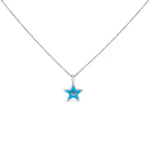 HAUS OF BRILLIANCE Sterling Enamel And Diamond Pendant Necklace - Silver