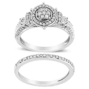 HAUS OF BRILLIANCE 1/3 Ctw Diamond Ring Set - Silver