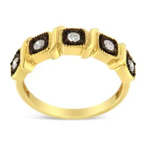 HAUS OF BRILLIANCE 10k Diamond Five-stone Band Ring - Yellow Gold Over Silver