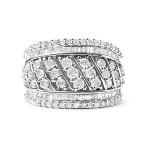 HAUS OF BRILLIANCE 2.00 Cttw Diamond Fashion Multi Row Cocktail Ring - Silver