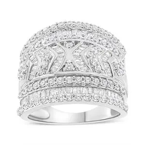 HAUS OF BRILLIANCE 2.0 Cttw Diamond .925 Sterling Multi-row Ring Band - Silver