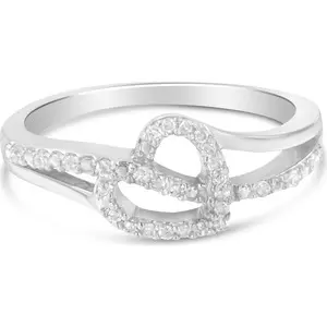 HAUS OF BRILLIANCE 1/8 Ctw Diamond Open Heart Sterling Ring - Silver
