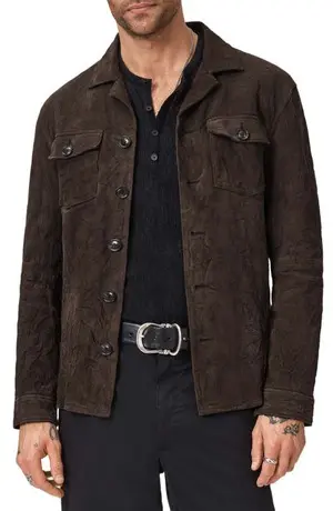 John Varvatos Jesse Suede Shirt Jacket