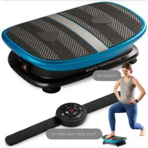 LIFEPRO Curved Voice-controlled Vibration Plate Exercise Machine With Heat Therapy For Recovery And Wellness - Black