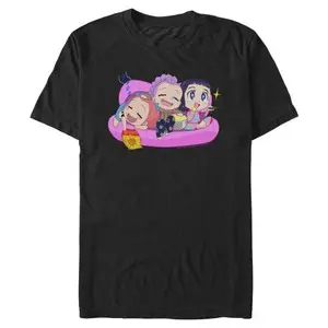 KPOP DEMON HUNTERS Movie Night Group Short Sleeve Graphic T-shirt - Black