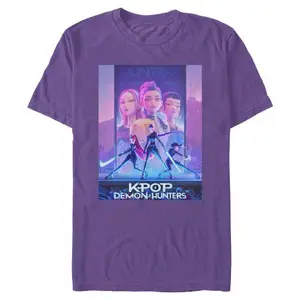 KPOP DEMON HUNTERS Trio Poster Short Sleeve Graphic T-shirt - Purple