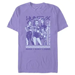 KPOP DEMON HUNTERS Rumi Zoey Mira Tour Short Sleeve Graphic T-shirt - Violet