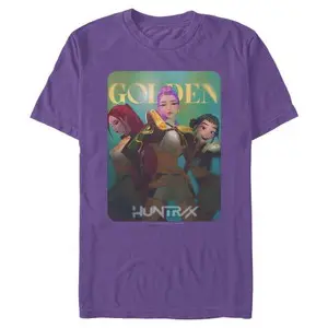 KPOP DEMON HUNTERS Huntrix Golden Photocard Short Sleeve Graphic T-shirt - Purple