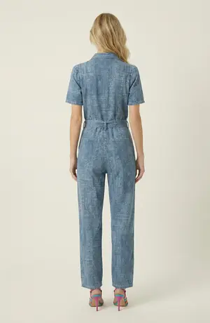 MODENAIRE Paisley Print Belted Button-front Jumpsuit