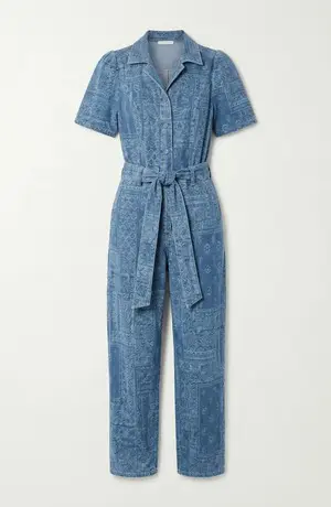 MODENAIRE Paisley Print Belted Button-front Jumpsuit
