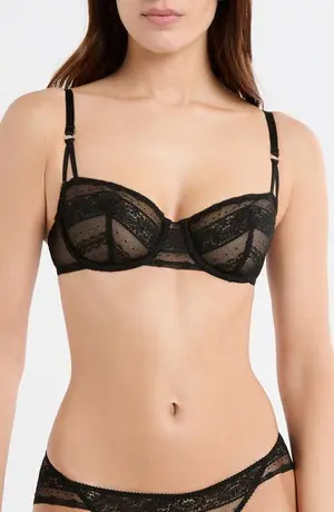 ETAM Exception N°9 Embroidered Underwire Balconette Bra - Black