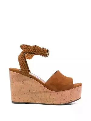 JIMMY CHOO Suede Wedge-heel Sandals - Brown
