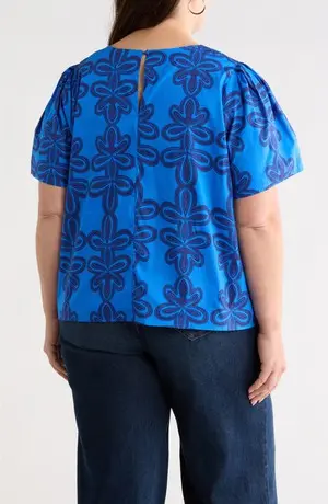 SUGARLIPS Abstract Print Cotton Top - Blue-navy-multi