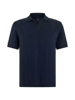 Boggi Milano Jacquard Open-collar Polo Shirt - Blue