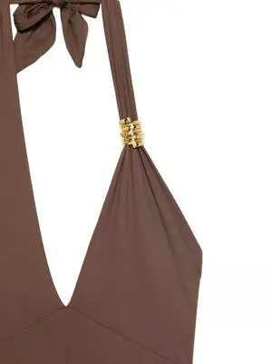 Elisabetta Franchi Halterneck One Piece Swimsuit - Brown