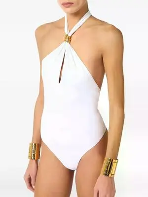 Elisabetta Franchi Halterneck One-piece Swimsuit - White