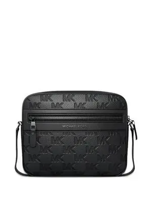 Michael Kors Jet Set Logo Embossed Shoulder Bag - Black