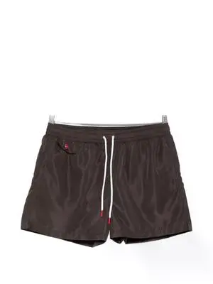 Kiton Drawstring Flap-pocket Swim Shorts - Brown