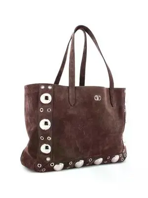 Valentino Garavani Nellcote Studded Suede Medium Tote Bag - Brown