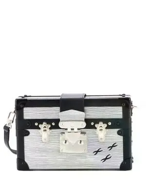 LOUIS VUITTON Petite Malle Handbag Epi Leather Clutch Silver