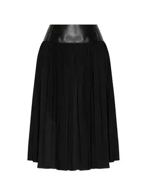 Alaïa Pleated Leather Belt Midi Skirt - Black