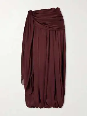 Zimmermann Luna Draped Silk Wide-leg Pants - Burgundy