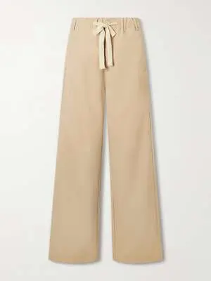 SANDERLAK Twill Wide-leg Pants - Beige